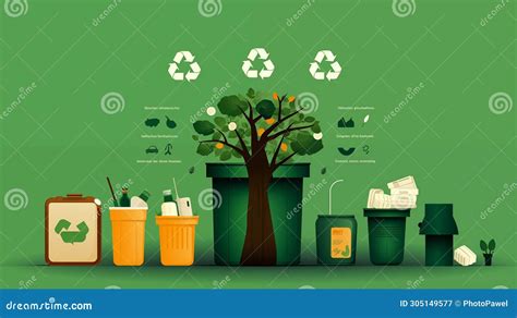 many garbage cans with sorted garbage sorting garbage stock