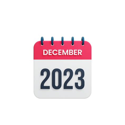 2023 December Calendar Rendered 3d Illustration 12981978 Png