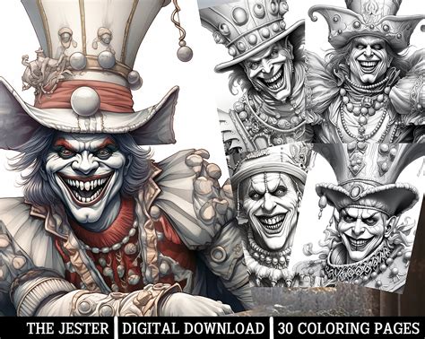 The Jester Coloring Pagesfor Adults Instant Download Etsy