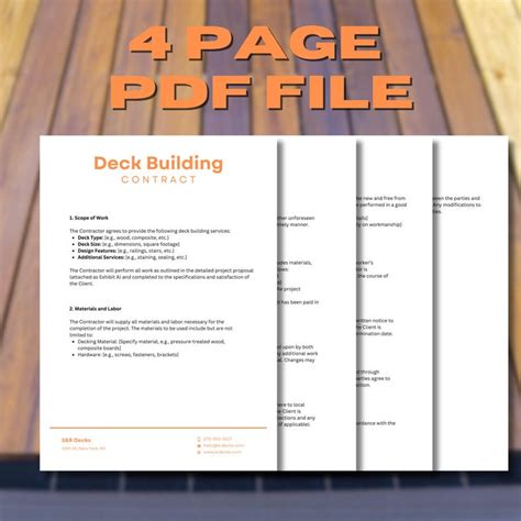 Deck Construction Agreement Template Detailed Deck Building Form Editable Contractor Contract
