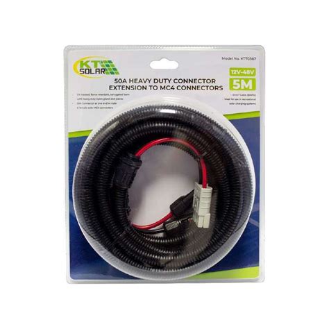 Kt 50a Plug To Mc4 Plug And Socket 5 Metre Black 5 M