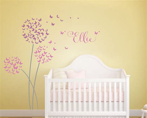 Dandelion Blowing With Butterflies And Personalised Name Urban Artwork