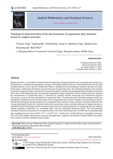 Pdf Topological Characterization Of The Microstructure Of Magnesium Alloy Materials Based On