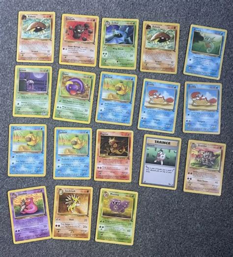 Vintage Pokemon Cards Bundle Fossil Set Job Lot 1999 Wotc X18 £12 99