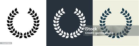 채플렛 어워드 실루엣 아이콘 잎 나뭇 가지 우승자 성공 엠블럼 픽토그램 라운드 월계관 보상 기호 챔피언 상품 세트 올리브 잎 가지 트로피 기호 고립된 벡터 그림 경쟁에 대한