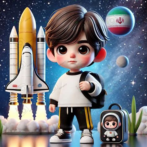 بک گراند کودکانه پسر کوچولوی ایرانی و ماهواره فضا پیما کد 43356 ویژه عکس گراف عکس گراف