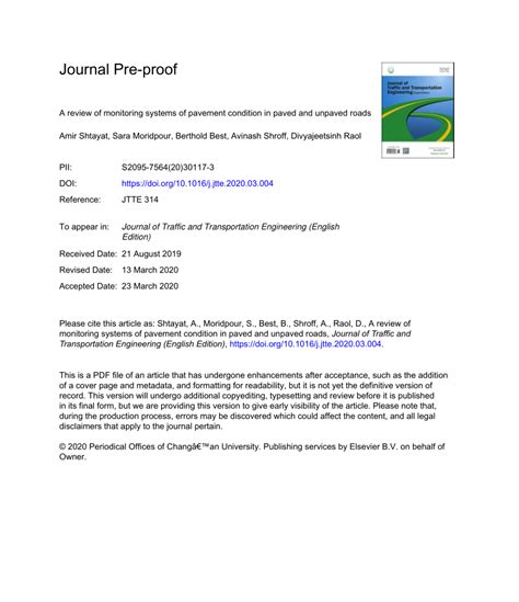 Pdf A Review Of Monitoring Systems Of Pavement Condition In Paved And Unpaved Roads