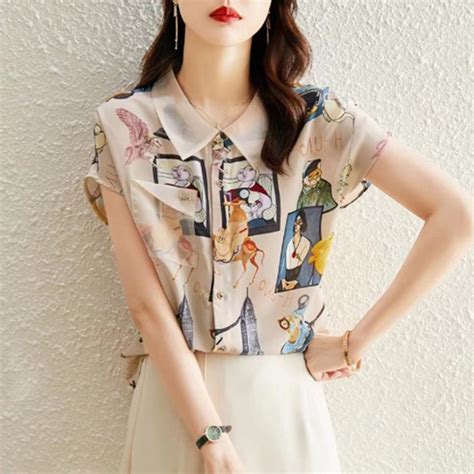 퀸잇 셀트 모던아트 나염 쉬폰 블라우스