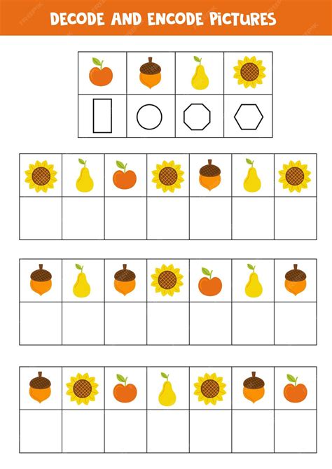 Décoder Et Encoder Des Images Écrivez Les Symboles Sous De Jolis éléments Dautomne Vecteur