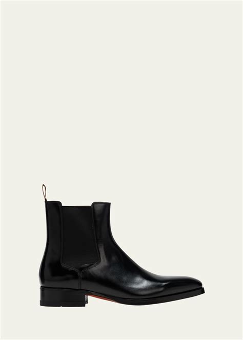 Santoni Mens Eugene Leather Chelsea Boots Bergdorf Goodman