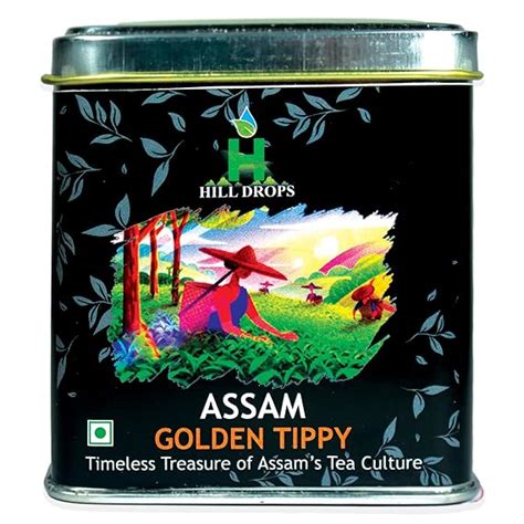 Hill Drops Assam Golden Tippy Premium 100g Tin Can From India Sab