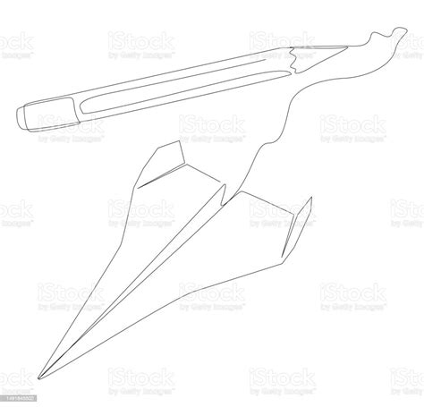 One Continuous Line Of Paper Airplane Drawn By With Felt Tip Pen Thin Line Illustration Vector