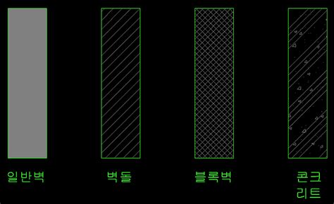 Auto Cad 평면도 벽해치 표시콘크리트 벽돌 블록 Nanra