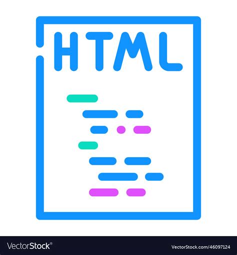 Html File Format Document Color Icon Royalty Free Vector