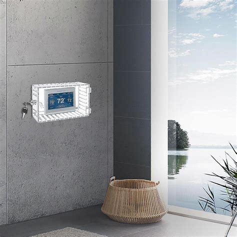 Universal Thermostat Lock Box With Key Clear Large Thermostat Cover For Thermostat On Wall