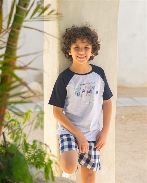 Games بيجاما اولادي شورت كاروهات كحلي 2segypt