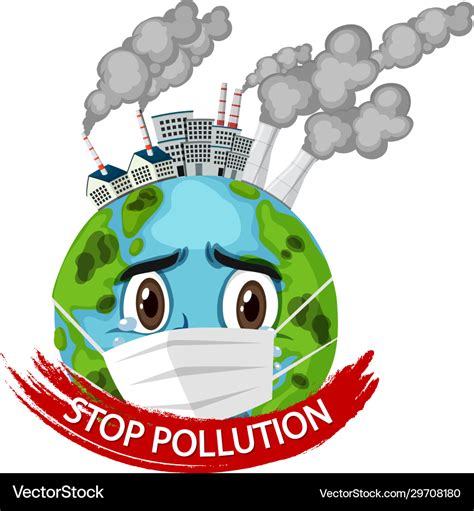 Poster Design For Stop Pollution With Earth Vector Image