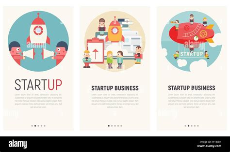 Mobile App Page Onboard Screen Set Screens Template Concept Startup