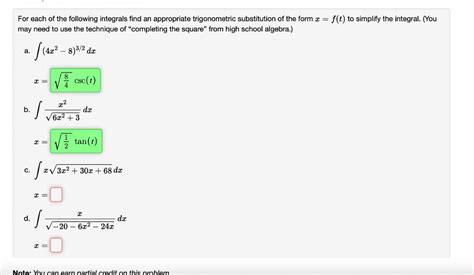 Solved For Each Of The Following Integrals Find An
