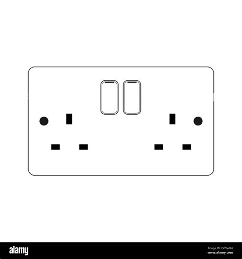 Power Plug Socket Outlet Type G With Switch Outline Style Vector Illustration Stock Vector