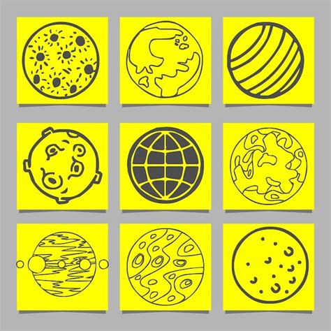 Ensemble Dobjets Spatiaux Planètes étoiles Vecteur Dessiné à La Main