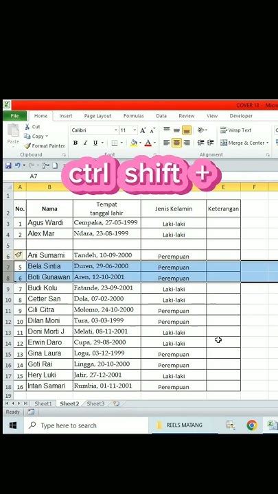 Cara Cepat Menambah Baris Belajarexcel Excelcourse Excelindonesia
