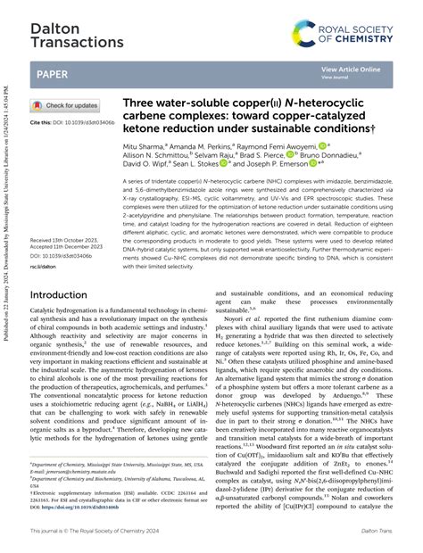 Pdf Three Water Soluble Copperii N Heterocyclic Carbene Complexes