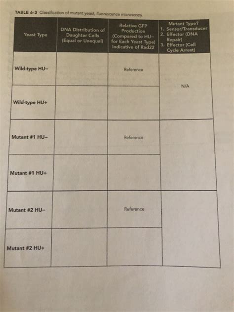 Table 6 3 Classification Of Mutant Yeast