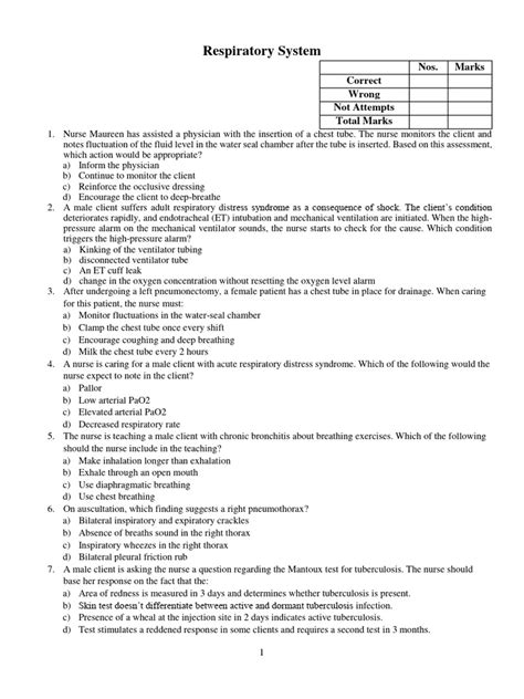 Respiratory Question Paper 24 3 Pdf Breathing Pneumonia
