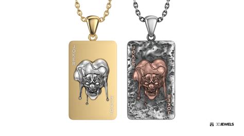 Creepy Joker Clown Playing Card Pendant Necklace 3d Model Model