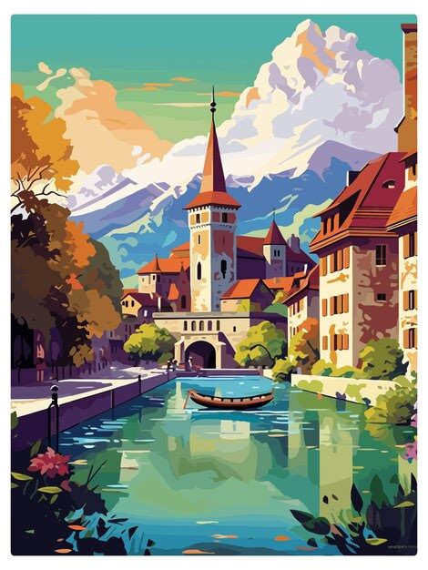 Decoración De Annecy Cartel De Viaje Vintage Cartel Postal De Recuerdo