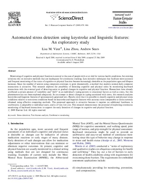 Pdf Automated Stress Detection Using Keystroke And Linguistic
