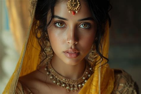 Premium Photo Beautiful Young Girl Indian Bride In Traditional Dress