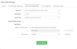 Default Date Time Configuration Page Avtech