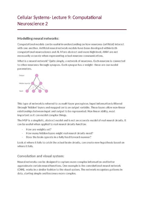 Lecture Computational Neuroscience Cellular Systems Lecture