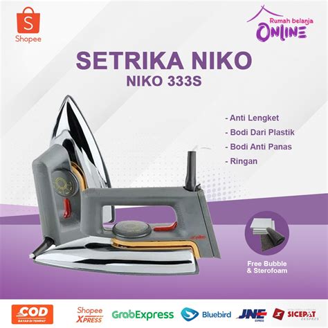 Jual Setrika Niko Nk 333s Dry Iron Nk 333 S Setrika Niko Tahan Lengket