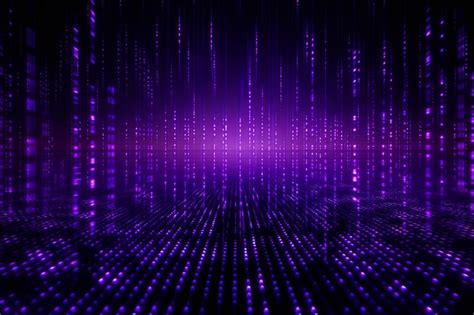 Violet Binary Code On Dark Creating An Atmosphere Of Data Technology And Cyber Security Focus On
