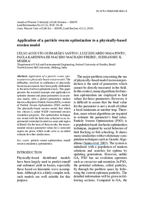 Application Of Particle Swarm Optimization To Uniform And Variable