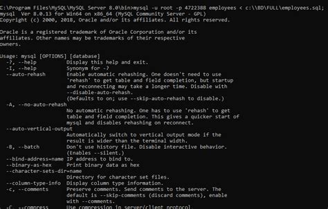 Почему не происходит импорт базы данных Mysql через консоль Stack