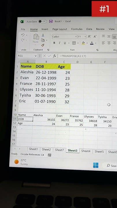 3 Excel Table Transposing Tricks 😎 Excel Tutorials In Hindi 😍 Shorts