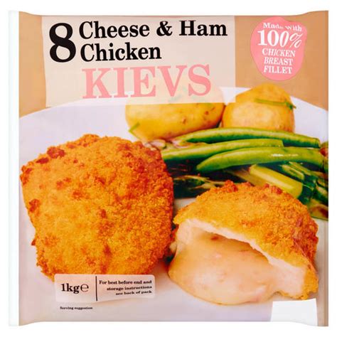 Glenhaven 8 Cheese And Ham Chicken Kievs 1kg Breaded And Battered Chicken