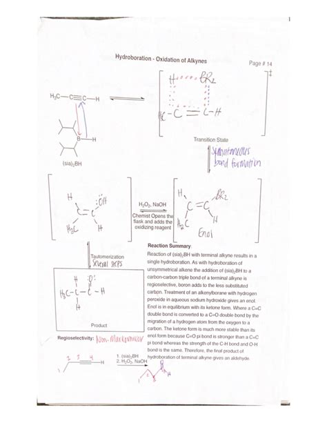 Hydroboration Oxidation Of Alkynes Ch 320m Studocu
