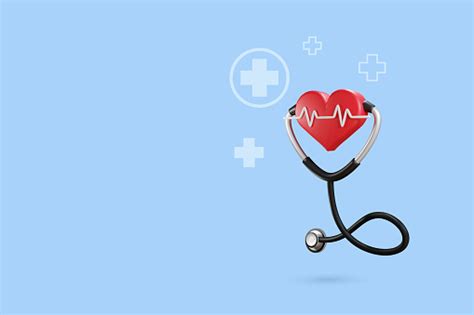 Ecg Ekg 심장 박동을 듣는 청진기 진단 환자 의료 및 병원 개념을 위한 의료 장비 3d 렌더링 3차원 형태에 대한 스톡
