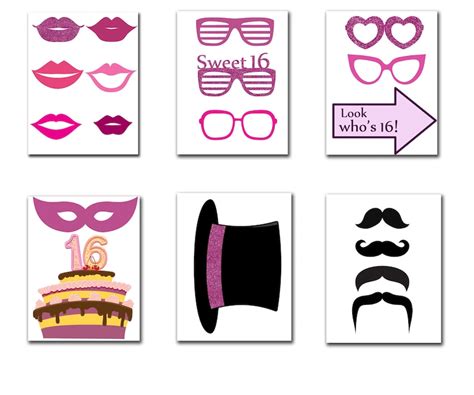 Sweet 16 Photo Booth Props Sweet 16 Photobooth Sweet Sixteen Props