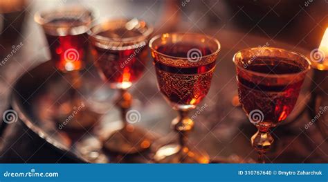Four Cups Of Wine Traditionally Consumed During The Passover Seder