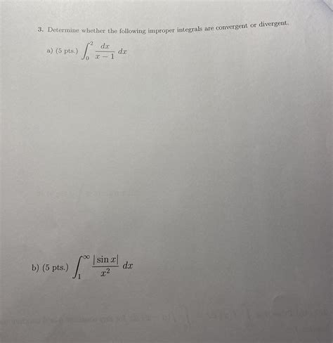solved determine whether the following improper integrals