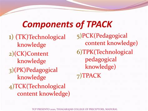Technological Pedagogical Content Knowledge Tpack Pptx