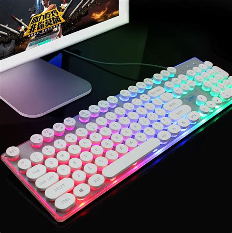Colorful Crystal Luminous Wired Keyboard Mouse Set C Tec Computer Technology