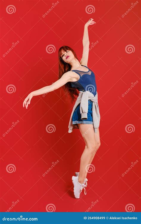 Young Woman Balancing On Tiptoe And Arches Her Back Stock Image Image