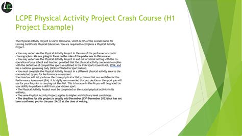 Lcpe Physical Activity Project Guide H1 Sample Project The Leaving